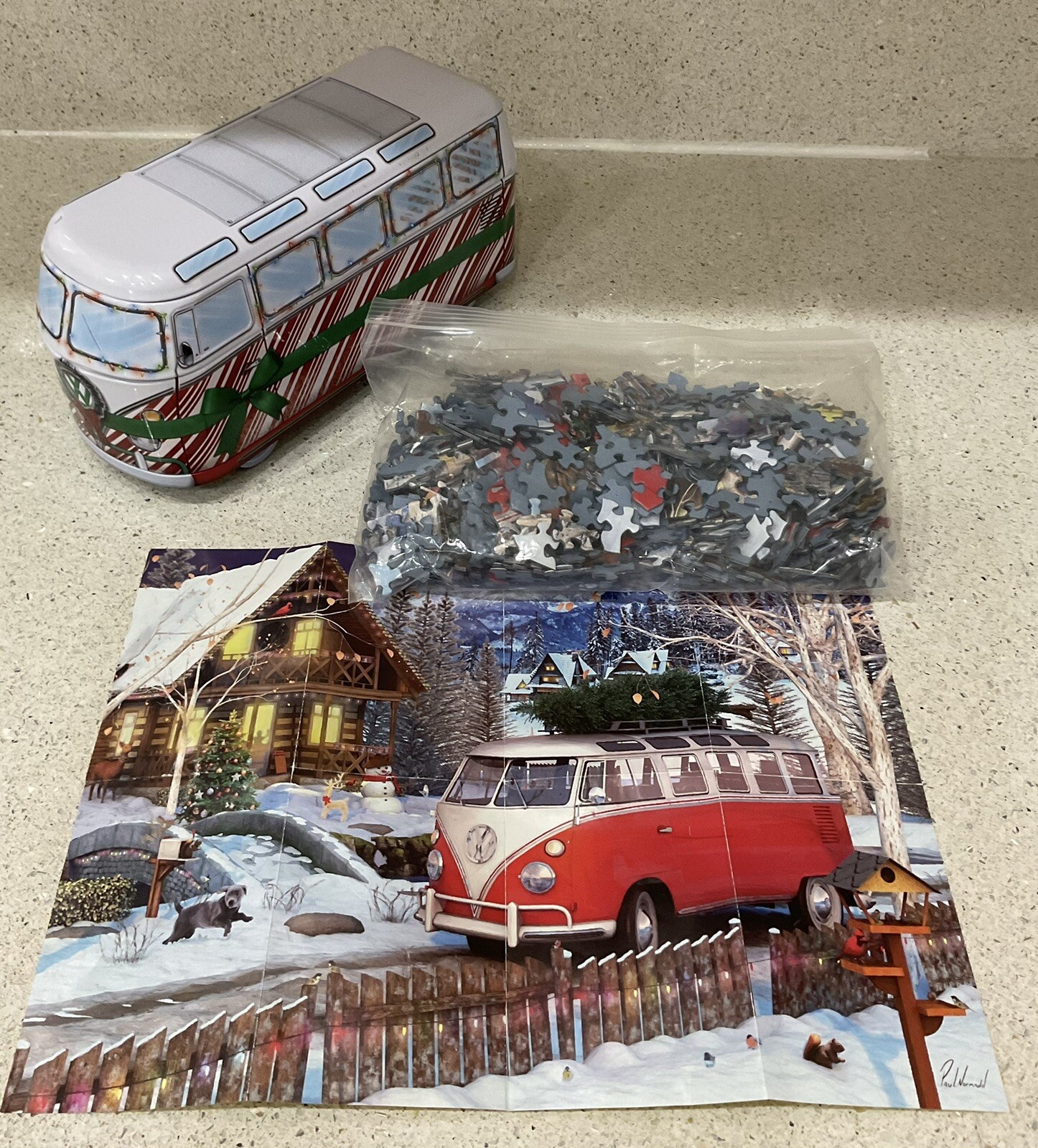 Eurographic VOLKSWAGEN 21 Window Christmas VW Bus Jigsaw Puzzle 750 ...