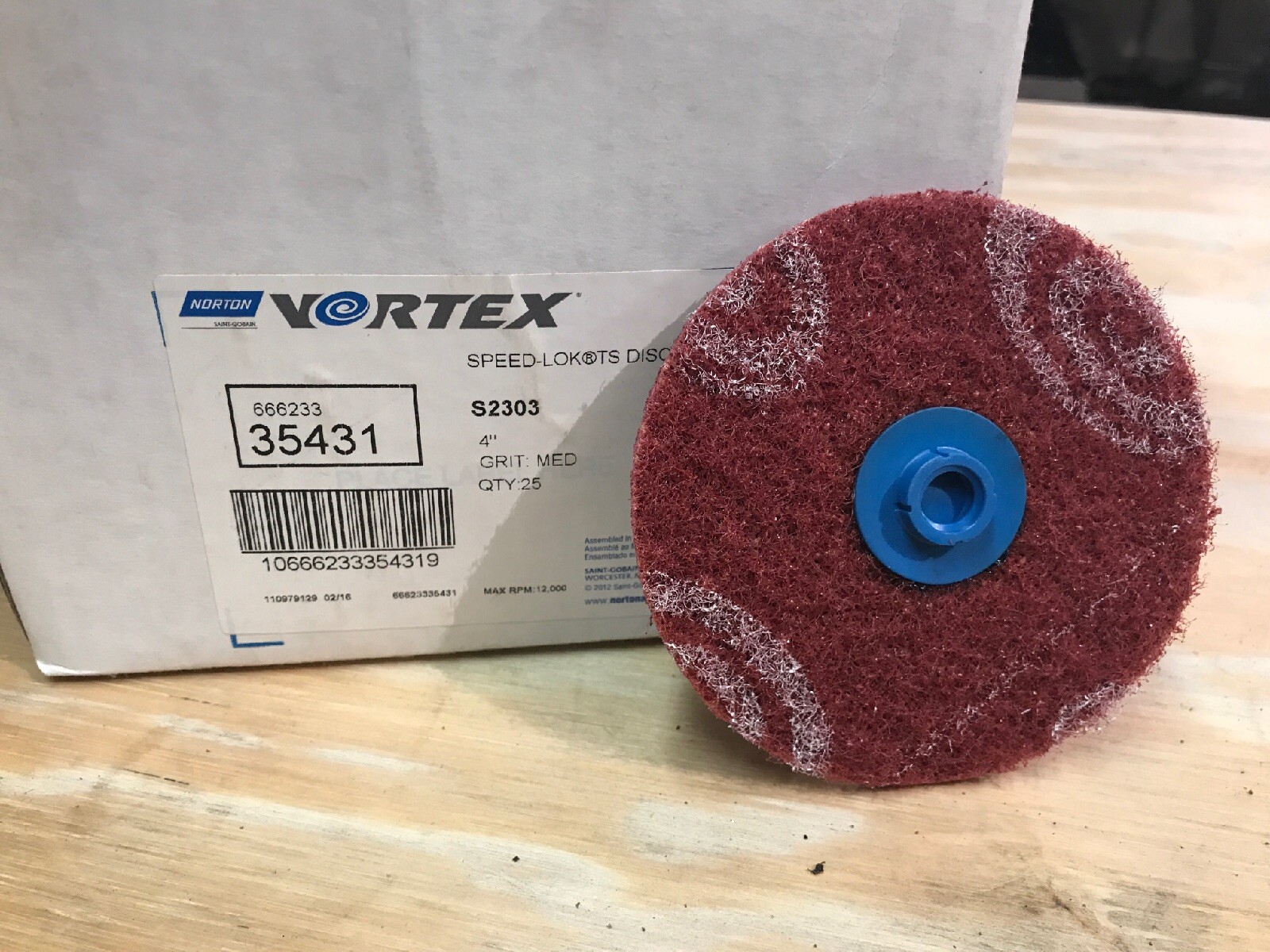 (Box Of 25)NORTON Surface Blend SPEED-LOK 4” S2303 Med Grit. 35431 ...