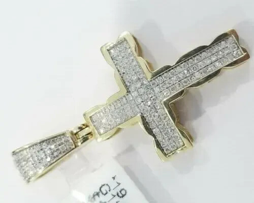2Ct Round Lab Created Diamond Men's Jesus Cross 2" Pendant 14k Yellow ...