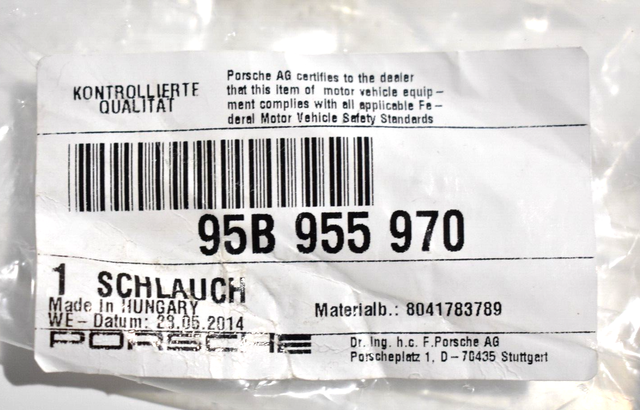 GENUINE PORSCHE MACAN FRONT HEADLIGHT WASHER FLUID HOSE LINE 95B955970 ...