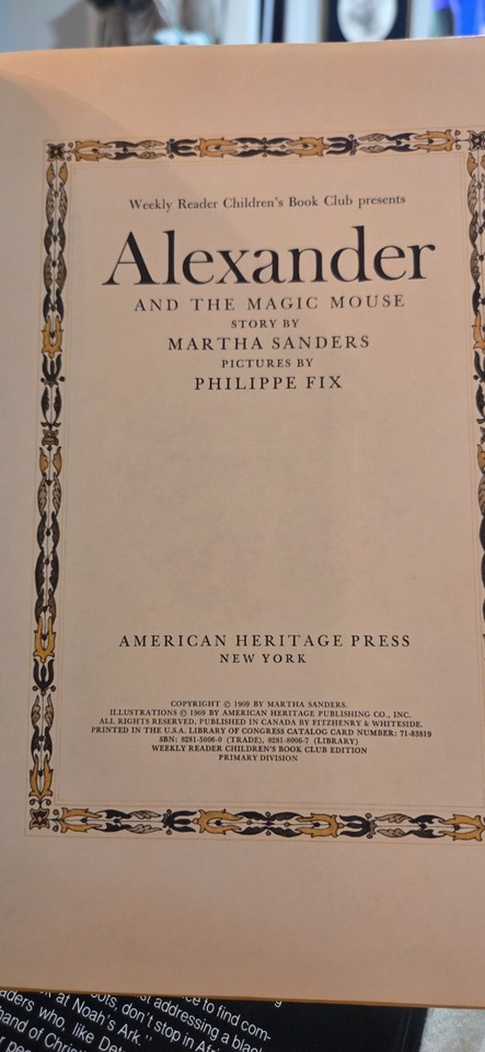 Vintage ALEXANDER AND THE MAGIC MOUSE - Martha Sanders 1979 Children ...