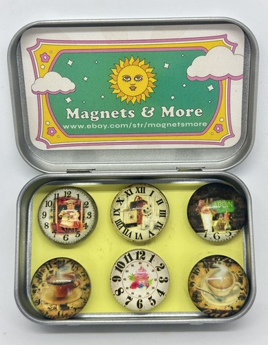 VINTAGE CLOCK FACE MAGNETS Mixed Bag 1" Glass Cabochon Magnets Gift Set ...