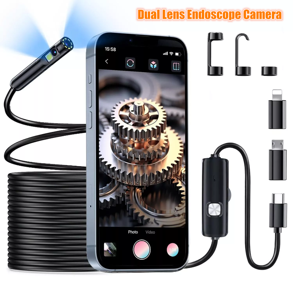 Dual Lens Endoscope Inspection Camera for iPhone 16/15/14/13/X Android ...