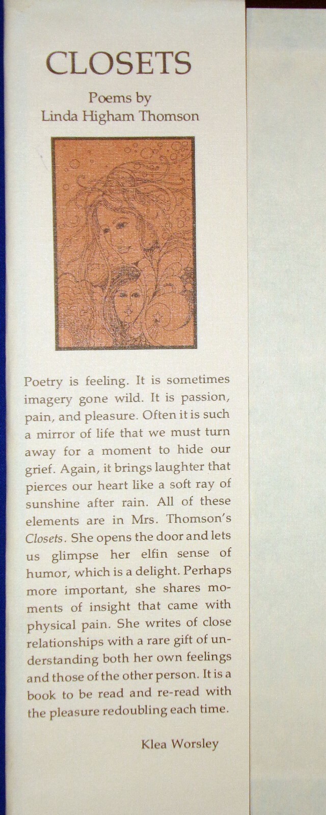 SIGNED! Closets Poems Poetry Linda Higham Thomson Mormon LDS BYU Sorrow ...