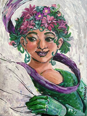 9x12 original fantasy art acrylic painting on stretched canvas Spring ...