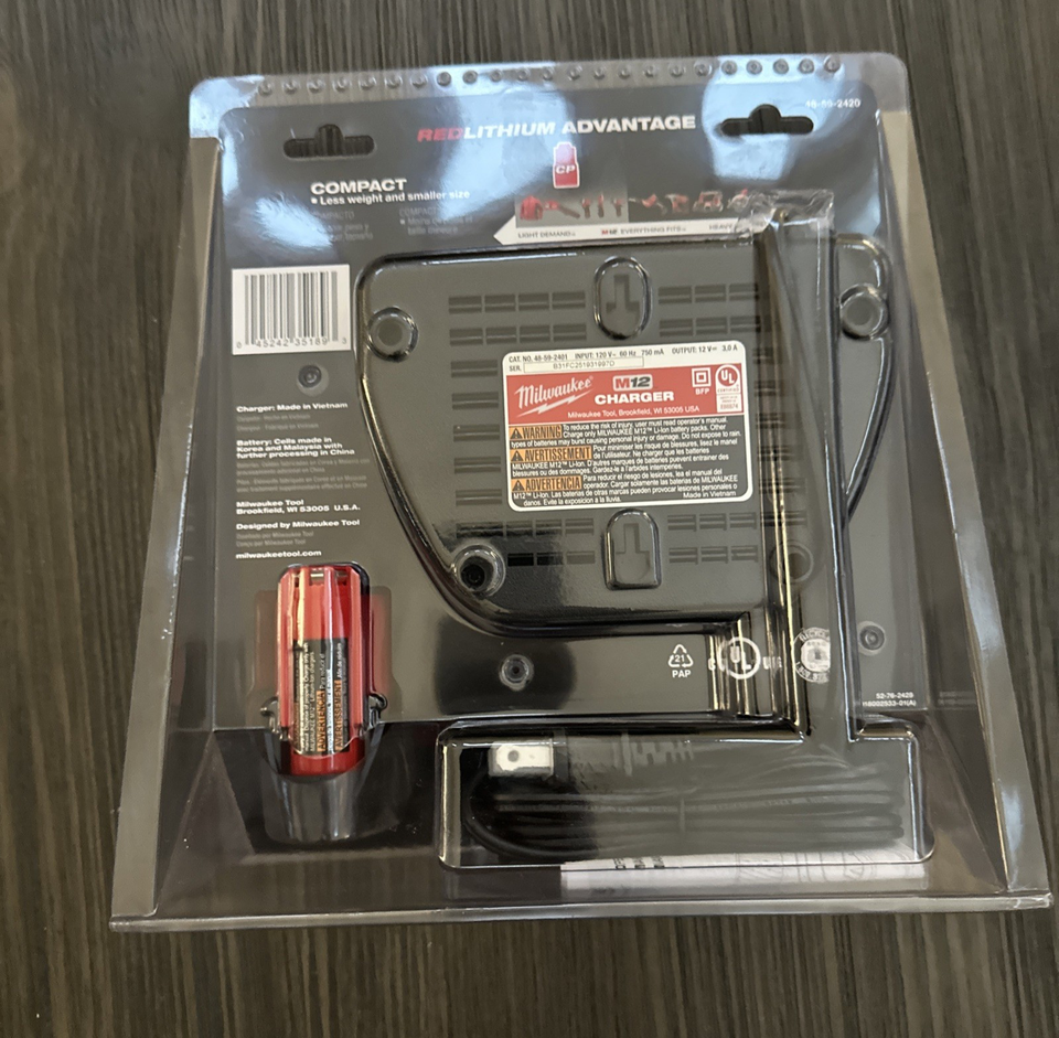 Milwaukee Tools M12 Redlithium 48-59-2420 CP2.0 Starter Kit [Brand New ...