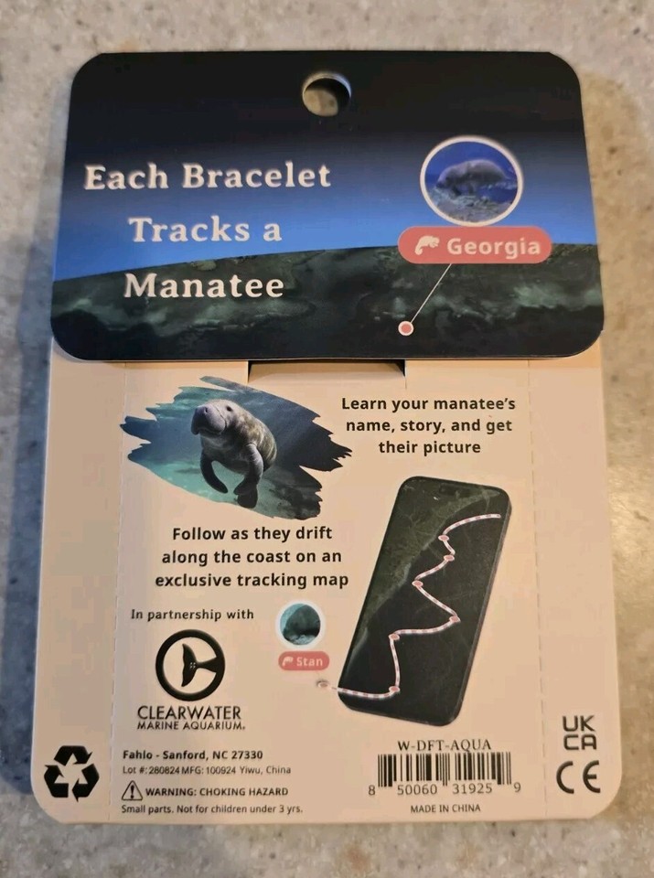 Fahlo Bracelet The Drift MANATEE AQUA Blue Tracking Stone w/ Tracking ...