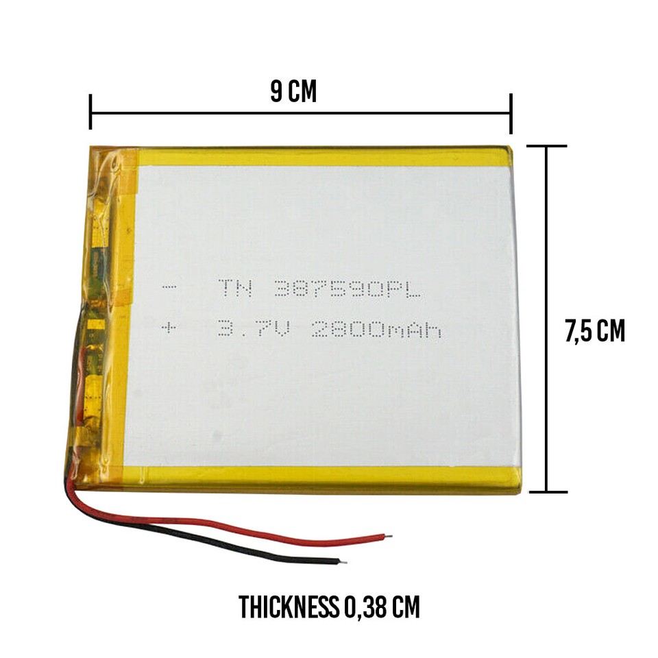 Tablet PC Polymer Rechargeable Battery. 3.7V 2800 mAh Li-ion For GPS ...
