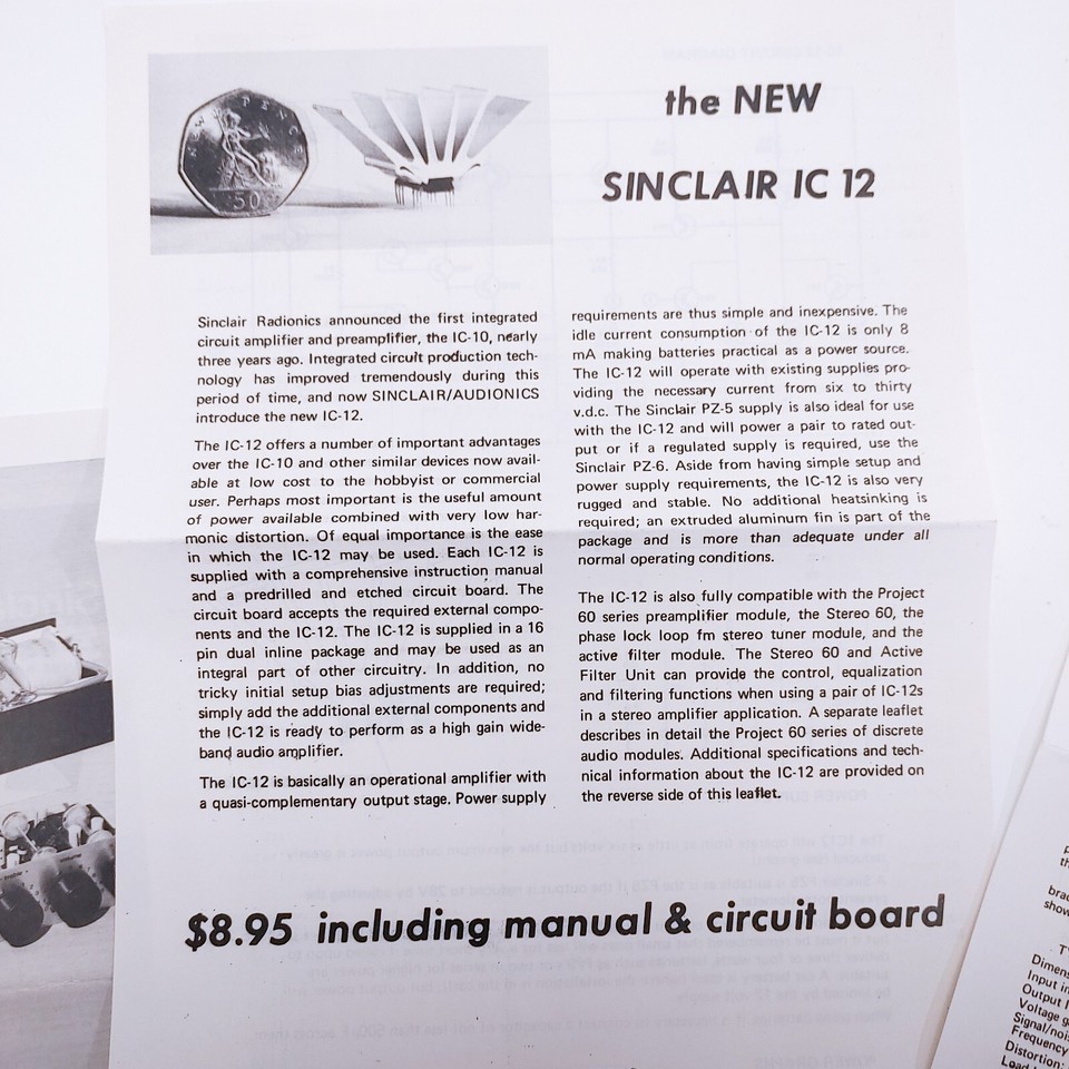 Sinclair project 60 Z.30 Z.50 IC 12 Vintage HiFi Audio Amplifier dealer ...