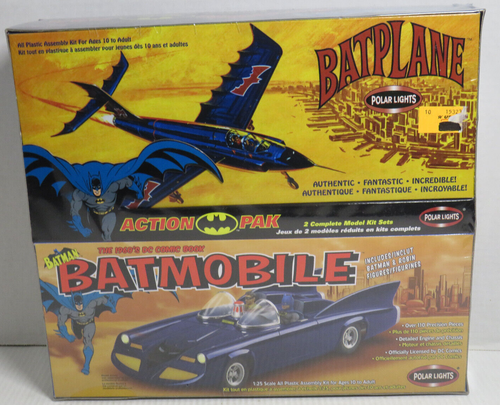 SEALED 2002 BATMAN BATMOBILE BATPLANE ACTION PACK MODEL KIT SET POLAR ...