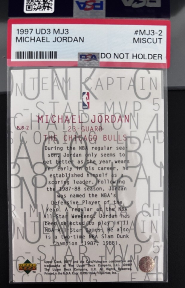 1997-98 Upper Deck UD3 - MJ3 #MJ3-2 Michael Jordan Rare PSA Miscut MC ...