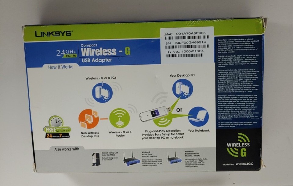 Linksys Compact Wireless-G USB Adapter tried Open Box | eBay
