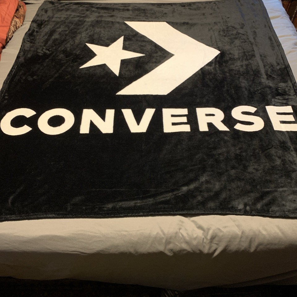 CONVERSE SNEAKERS Black & White SOFT Throw Blanket 55x60 Banner RARE ...