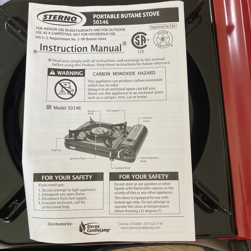 NEW Sterno Butane Stove, 8000 BTU Heat Output w/Storage Case | eBay