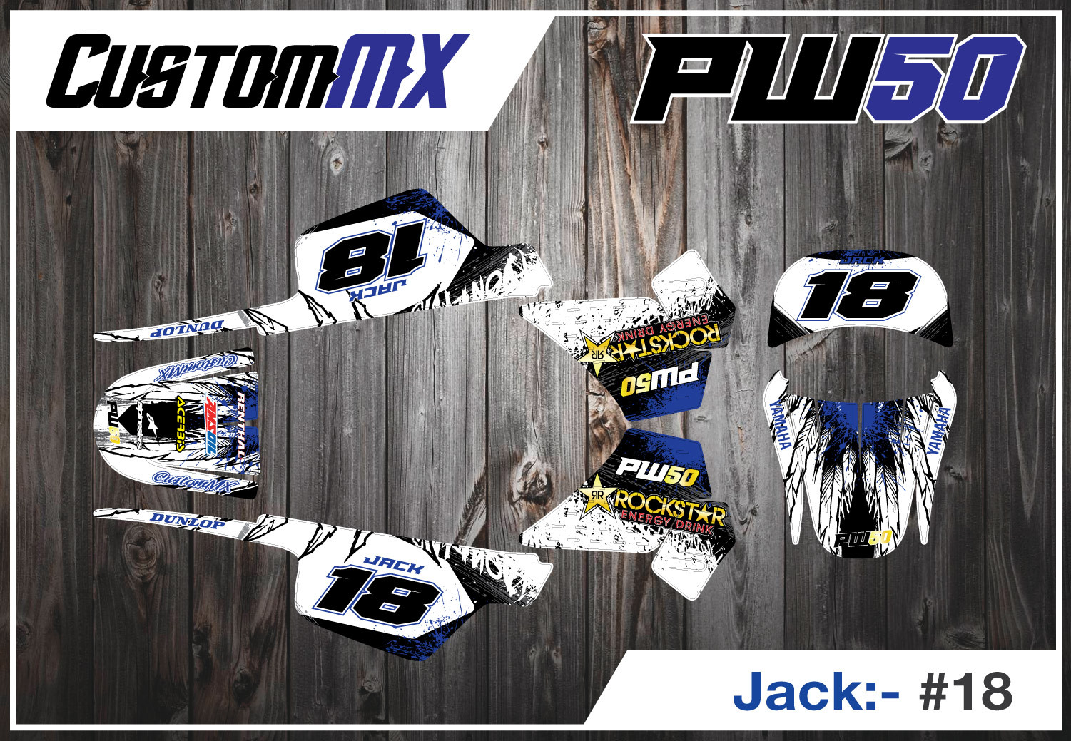 PW50 GRAPHIC KIT 1981-2018 PEEWEE PW 50 GRAPHICS DECAL KIT STICKER MX ...