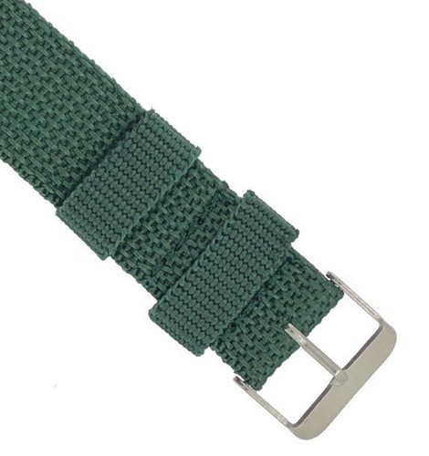 Green One-Piece Nylon Sports Fabric Thread Through Watch Strap 18 / 20 ...