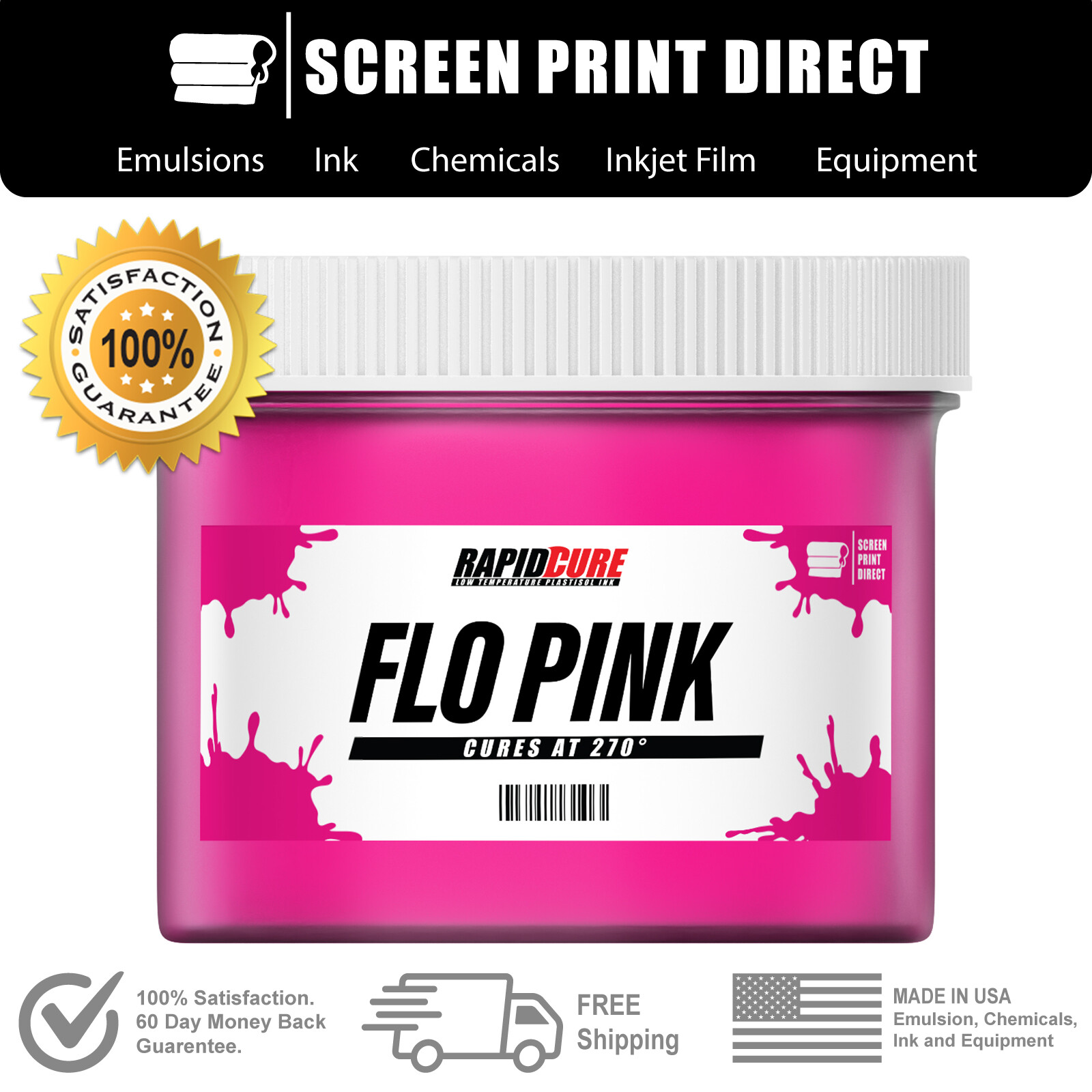 Fluorescent Pink - Screen Printing Plastisol Ink - Low Temp Cure - 32oz ...
