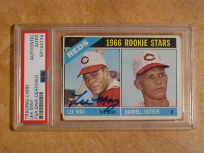 LEE MAY 1966 TOPPS REDS ROOKIE STARS SIGNED AUTOGRAPHED ROOKIE CARD ...