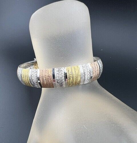 Sterling Silver Bracelet 18K gold plated JCM Italy Jacmel Jewelry | eBay