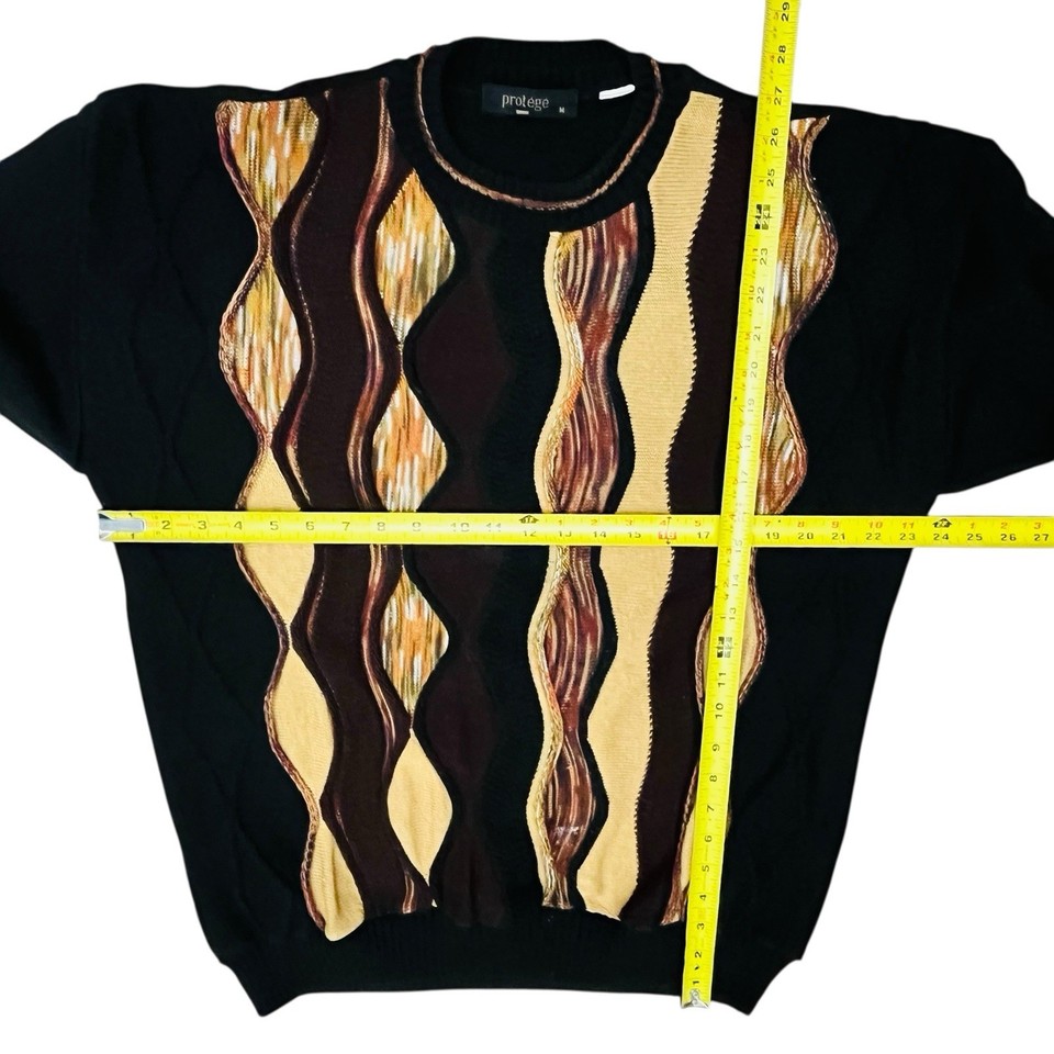 Vintage Sweater Protege Men’s 90’s 3D Knit Textured Vertical Wavy ...