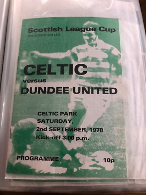 Celtic v Dundee United 2nd of September 1978 | eBay UK