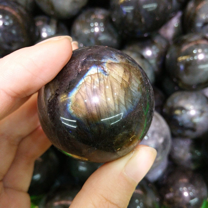 Natural Labradorite Quartz Crystal Polished Sphere Energy Stone Orb ...