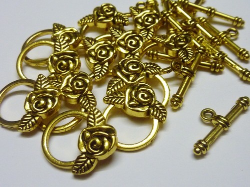 Rose Metal Toggle Clasps Gold Tone 18mm x 19mm Jewellery Making 12 sets ...