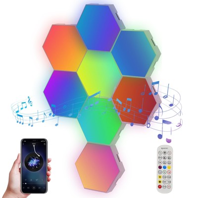 Hexagon Lights Gaming 8 Pack RGB Led Hex Light Panels, Hexagon Smart ...