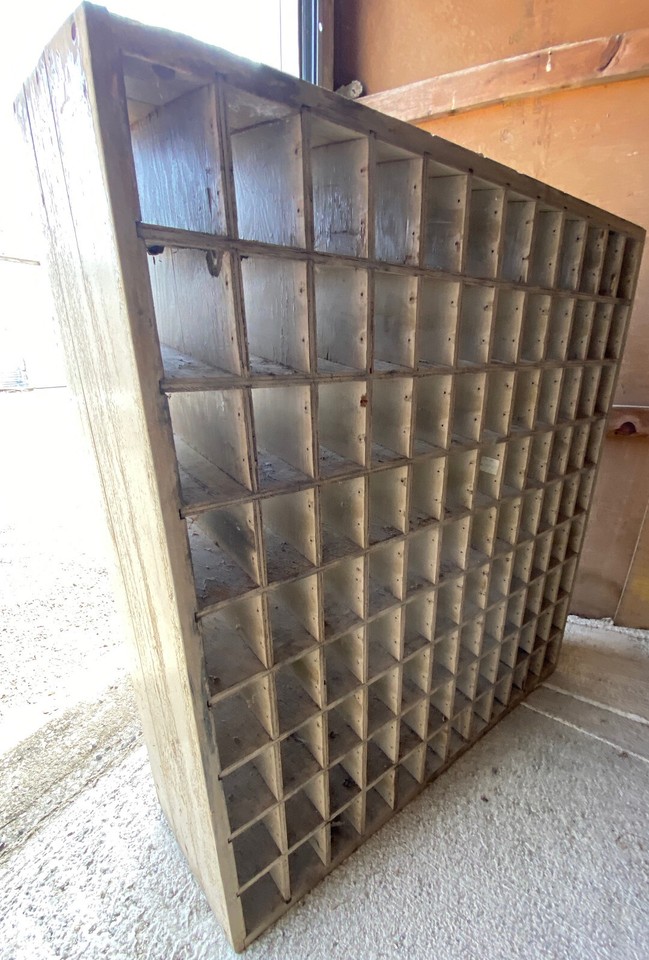 Vintage Post Office Mail Sorter Antique 108 Cubby Hole Cabinet | eBay