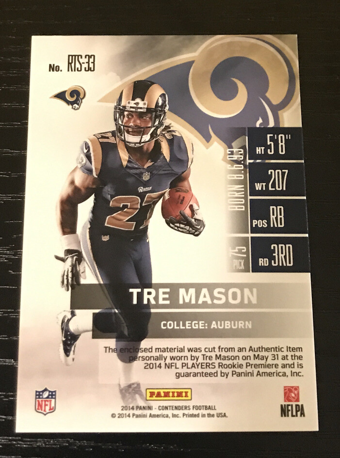 2014 Panini Contenders Tre Mason Rookie Ticket Jersey | eBay