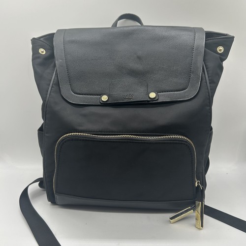 Tutilo New York Backpack Black Nylon Faux Leather Work/School/Diaper ...
