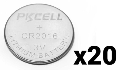 20 TWENTY PKCELL CR2016 CR 2016 3V LITHIUM BATTERY BR2016 DL2016 EXP ...