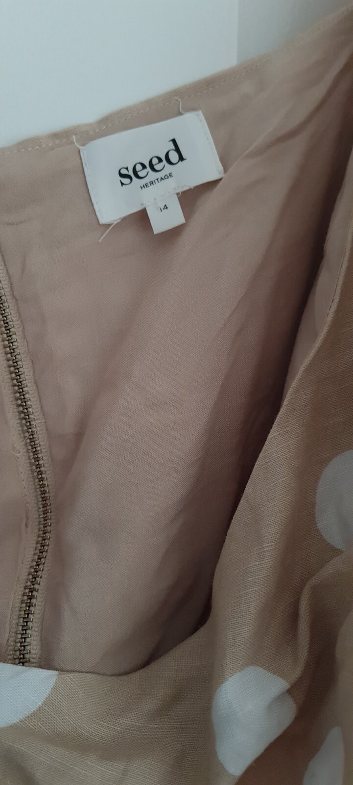 Seed Heritage, Spotted Linen crop, crossover front, top/Blouse size 14 ...