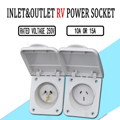 10A&15A Caravan Inlet Outlet RV Camper Motor Home Power Socket White ...