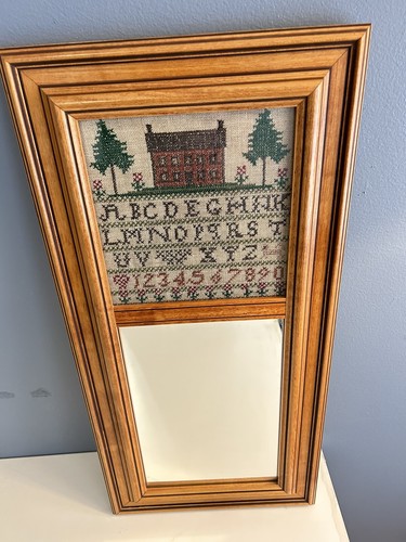 Framed Cross Stitch Alphabet ABC Sampler with Mirror | eBay