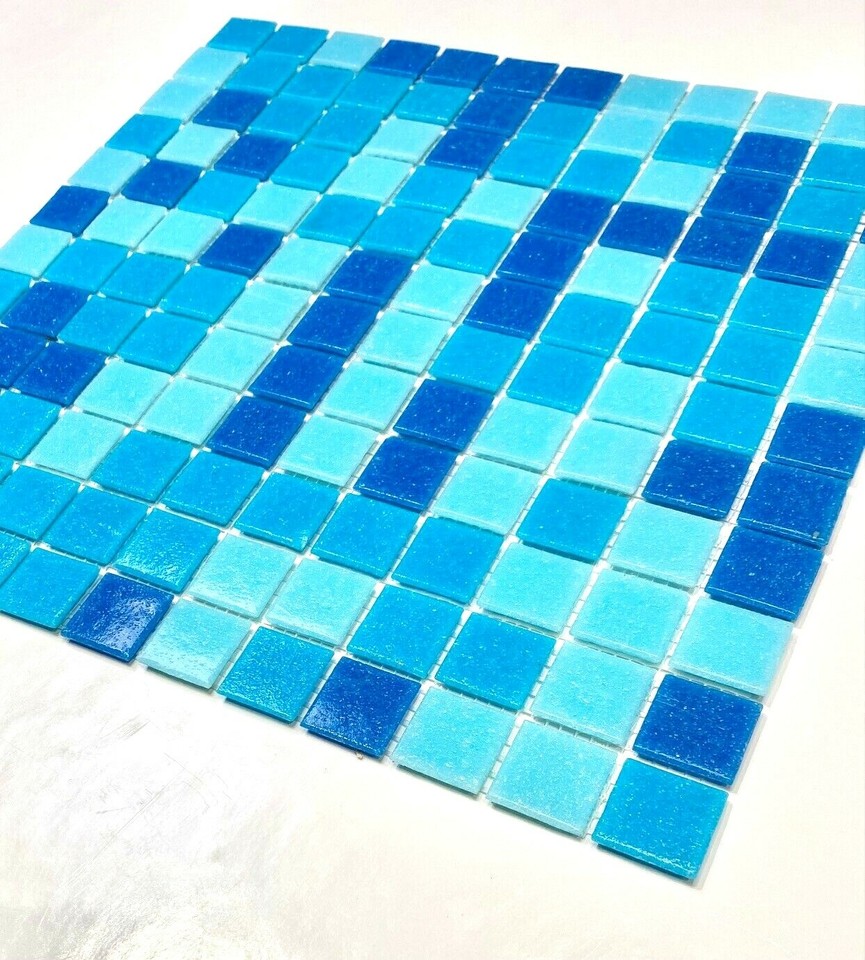 1x1 Pool Blue Spa Navy mix Glass Mosaic Wall and Floor Tile Pool ...
