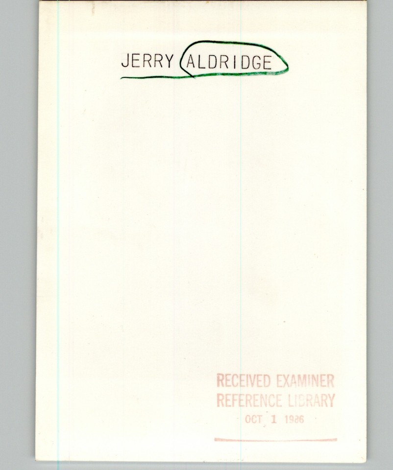 OAKLAND Invaders FOOTBALL Fullbacl JERRY ALDRIDGE SPORTS 1986 Press ...