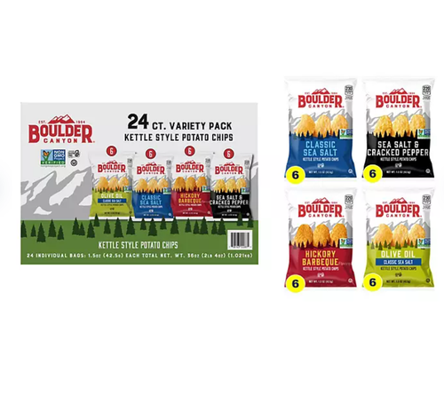 Boulder Canyon Kettle Chips Variety Pack 24 Ct 1.5oz Crunchy Snack Bags ...