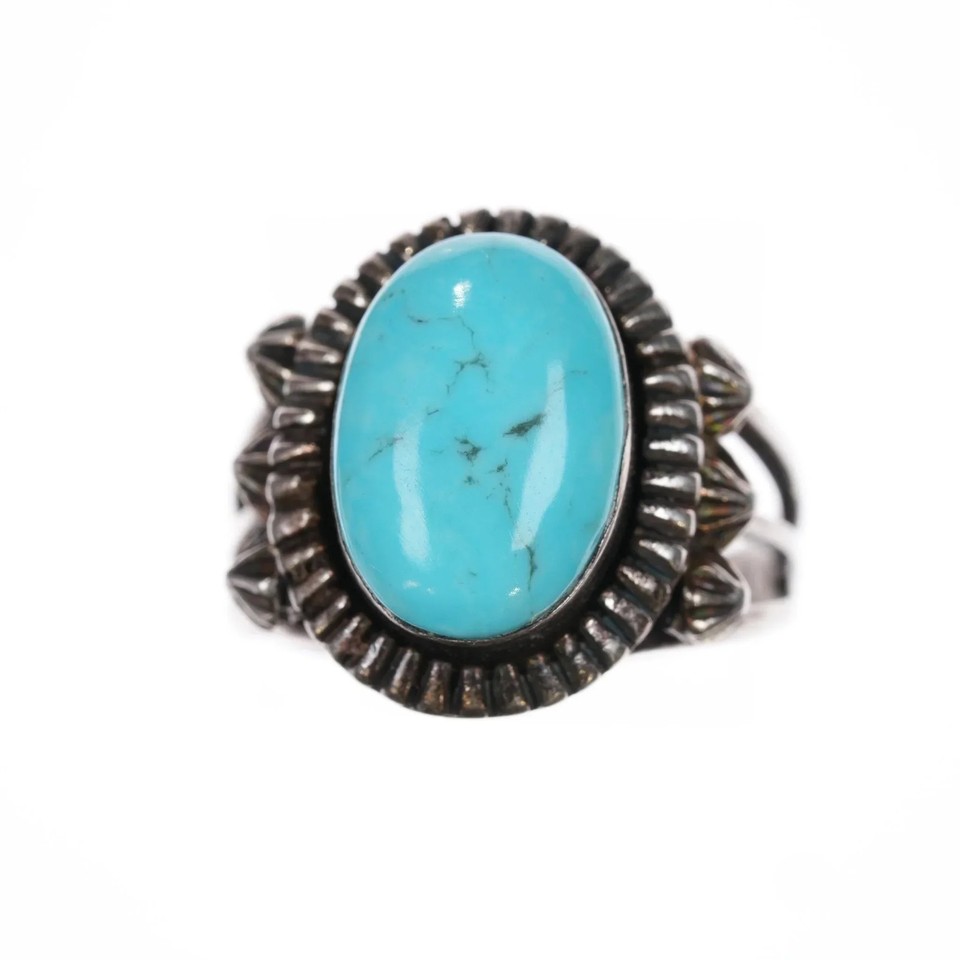 sz9 Running Bear Shop sterling ring with light blue turquoise | eBay