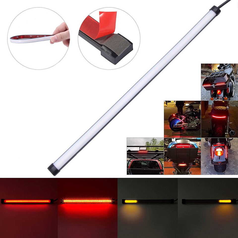 Motorcycle LED Strip Sequential Universal Turn Signals Brake Stop Tail ...