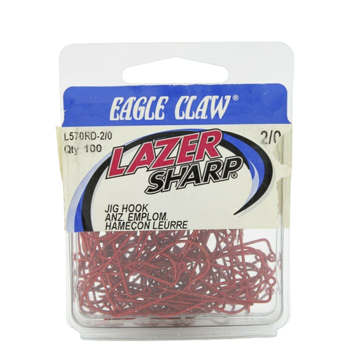 Eagle Claw L570RD Lazer Sharp Jig Fishing Hooks 100 Pack Size 2/0 | eBay