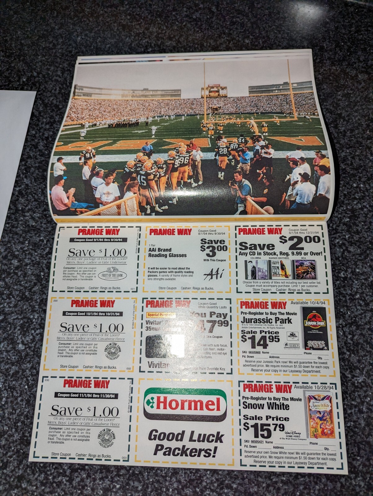 Green Bay Packers NFL Football Team Calendar 94/95 Prange Way Sterling ...