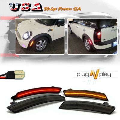 4x Front Amber+Rear Red LED Side Fender Marker Light Turn Signal for ...