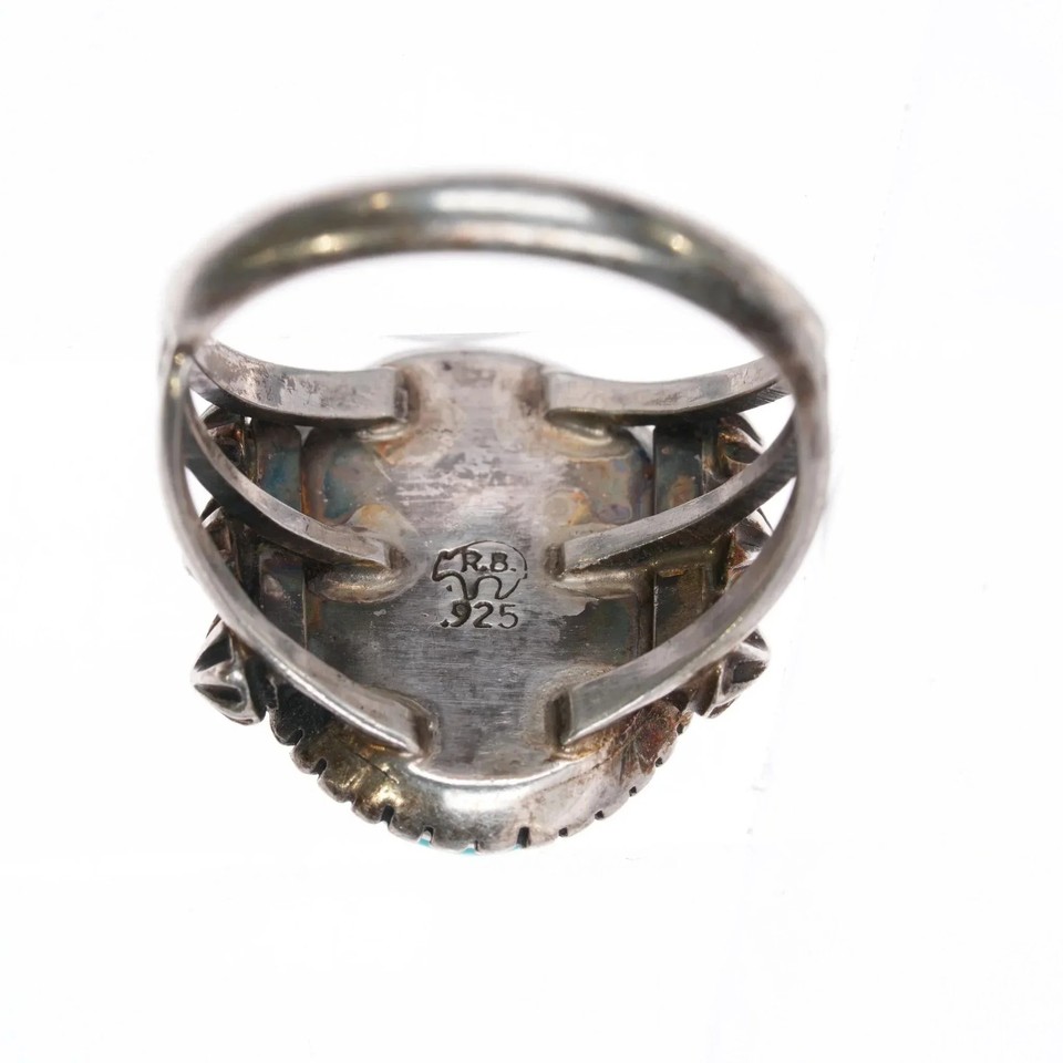 sz9 Running Bear Shop sterling ring with light blue turquoise | eBay