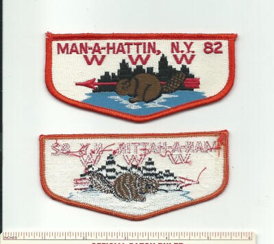 DE SCOUT BSA OA LODGE 82 MAN-A-HATTIN BEAVER FLAP NEW YORK S1 CLOTH ...