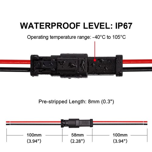 6 Set 2-Pin Way Auto Waterproof Male Female Electrical Wire Connector ...