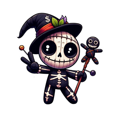 Skeleton Voodoo Doll Sticker 3" Black White Pumpkin Halloween Stick | eBay