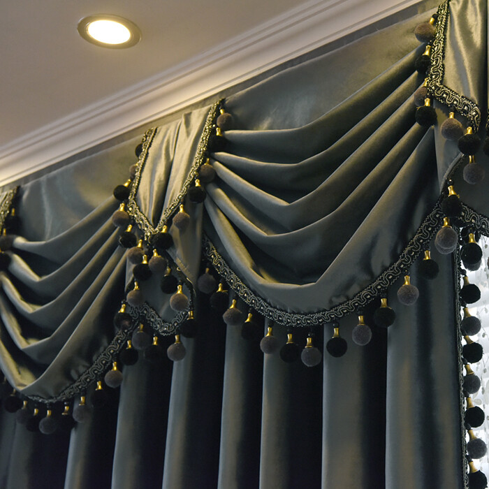 European luxury velvet thick dark grey solid cloth curtain valance sheer E789 | eBay