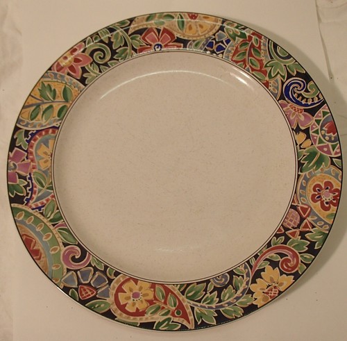 One CHRISTOPHER STUART Paisley Mural Salad Plate Y2230 Jenny Faw 8 1/8 ...