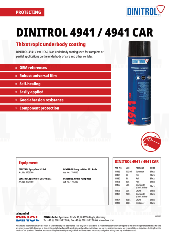 6 x DINITROL 4941 AEROSOL UNDERBODY CHASSIS RUST PROOFING BLACK CAR WAX ...